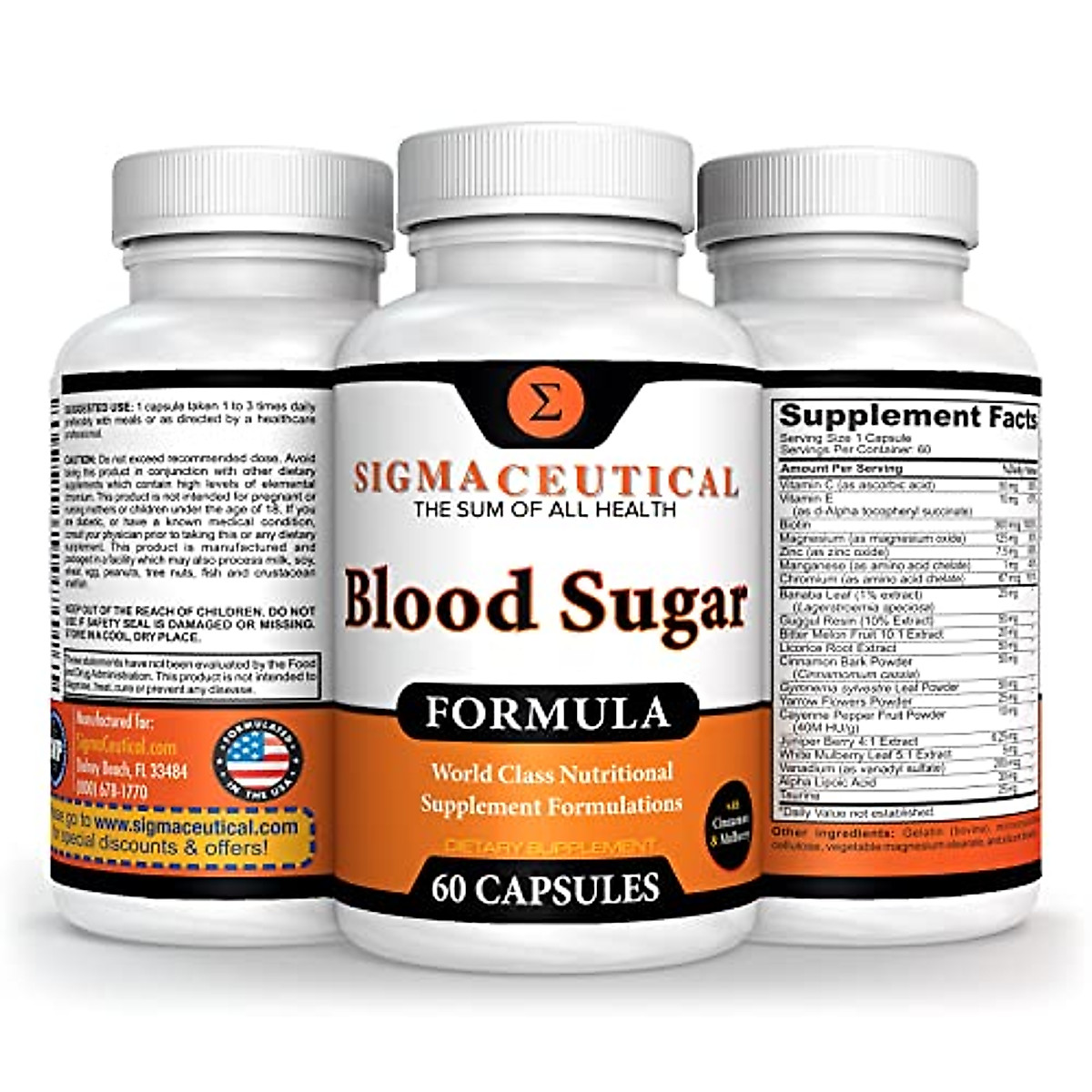 Sigmaceutical Blood Sugar Supplement - Gymnema Sylvestre Extract - Chromium Supplement - Cinnamon Supplement for Balance - 60 Capsules