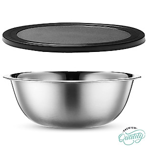WHYSKO Stainless Steel Mixing Bowls With Lids Set, 5 Sizes Nesting Mixing Bowls for Your Kitchen Meal Prep, Cooking, Baking, and Food Storage (Silver Bowls - With Black Lids)