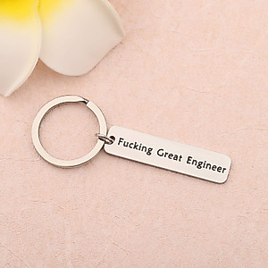 FUSTMW Fucking Great Engineer Keychain Gift Engineering Jewelry Architect, Aerospace, Software,Mechanical Engineer Gift (silver)