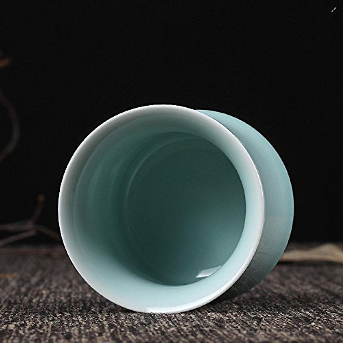 Teacups 5.5oz Porcelain Coffee Cups for Tea and Beer Chinese Celadon(Sky Blue)