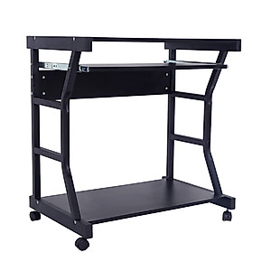 XMLYEC Moveable Four-Wheel Computer Desk Black,Small Space Computer Desk, Home Office Desk, Heavy Duty Multipurpose Table, Study Desk Workstation