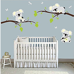 Large Koala Tree Branch Wall Decals DIY Wall Decals Peel and Stick Wall Sticker Nursery Baby Room Wall Stickers Wall Art Home Decor, 78"W x 42.5"H