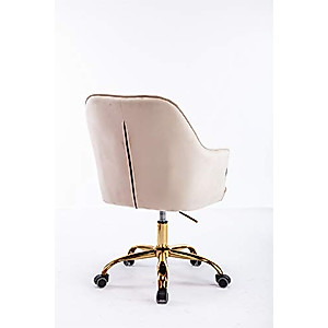 Gecheer Velvet Swivel Shell Chair for Living Room,Office Chair, Modern Leisure Arm Chair Beige