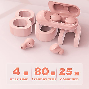Xmenha Pink Invisible Earbuds Wireless Bluetooth Smallest Tiny Mini Hidden Earbuds for Work Small Ears Earplug Headphones Women Workout Cute Kawaii Girls Gaming Sleep Headphones Micro Pink Earphones