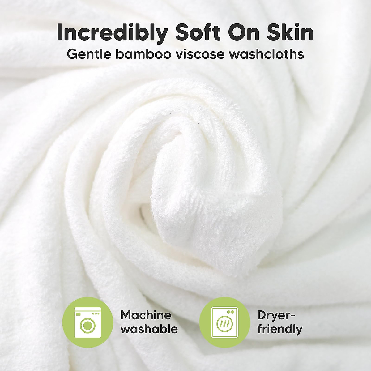 6-Pack Baby Washcloths - Soft Viscose from Bamboo Washcloth, Baby Wash Cloths for Newborn, Kids, Bath Baby Towels, Face Towel, Face Cloths for Washing Face (White)