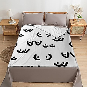 Lightweight Flannel Blanket for Men Boys, Compatible with Funny Boobs Breast White, Small Large Warmer Fall Throw Blanket, Cute Fleece Blanket for Couch Bed Sofa Chair, Queen King Size Blankets