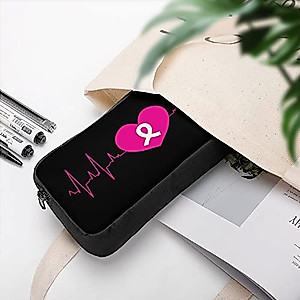 Pink Ribbon Breast Cancer Awareness Teen Adult Pencil Case Large Capacity Pen Pencil Bag Durable Storage Pouch
