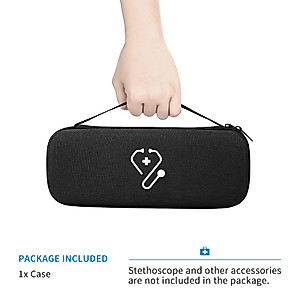 YINKE Stethoscope Case for 3M Littmann Classic III/Cardiology IV/Lightweight II S.E. & MDF Acoustica Stethoscope, Hard Organizer Storage Bag for Nurses and Doctors Accessory (Black)