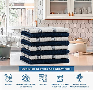 DAN RIVER Dish Towels for Kitchen - 100% Cotton | Tea Towels for Kitchen |Quick Drying Towels | Dish Clothes for Washing Dishes | Washcloths for Dishes |12”x12” Blue Opal Pack-8