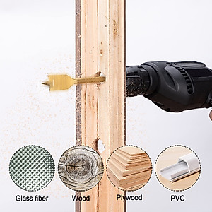 6-Piece Spade Drill Bit Set,Carbon Steel Paddle Flat Bits, for Hole Cutter Woodworking (3/8",1/2", 5/8", 3/4", 7/8", 1")