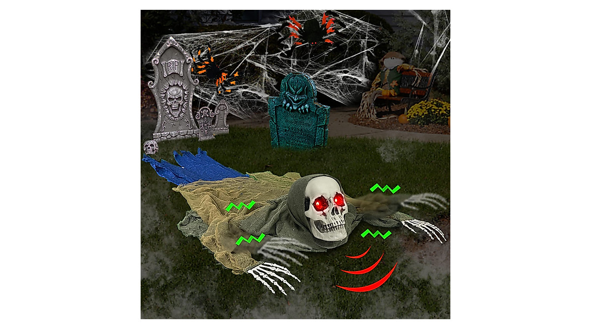 52" Crawling Zombie Animatronic Prop - Spooky Halloween Decor