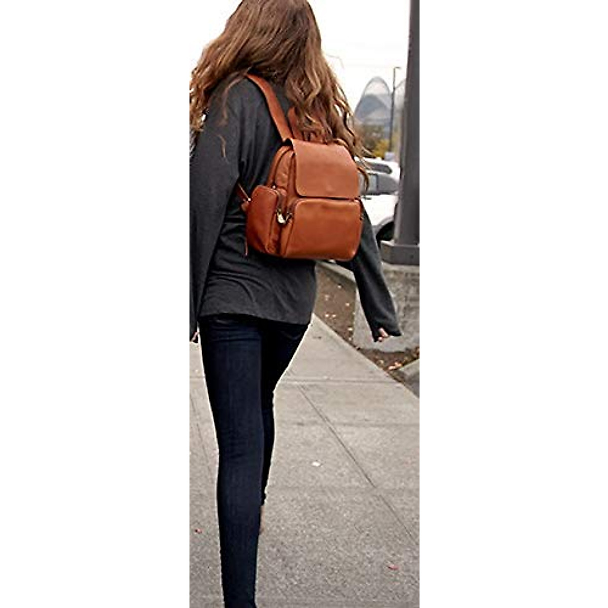 Le Donne Leather Women’s Multi-Pocket Backpack Purse – Premium Full-Grain Colombian Vaquetta Cowhide Leather (Tan)