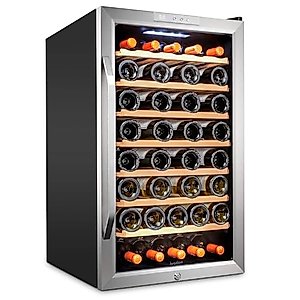 Ivation 51 Bottle Compressor Wine Cooler Refrigerator w/Lock | Large Freestanding Wine Cellar For Red, White, Champagne or Sparkling Wine | 41f-64f Digital Temperature Control Fridge Stainless Steel