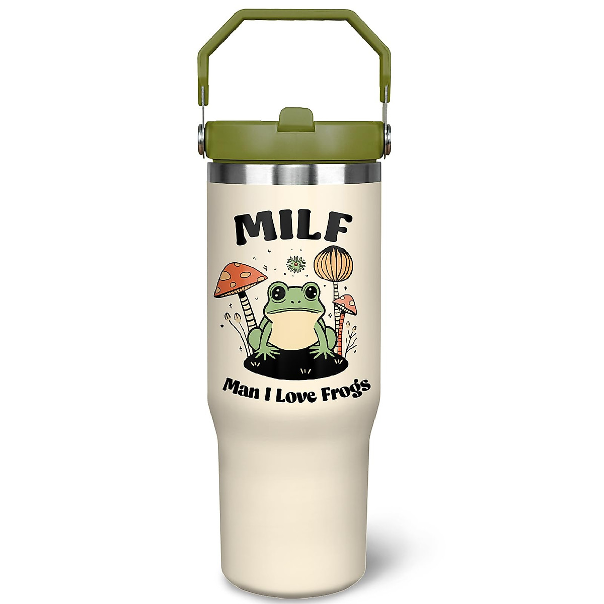 ysnifeiw 30oz Frog Tumbler with Handle and Straw, Stainless Steel Insulated Frog Cup with Top Handle and Lid, Frog Coofee Mug Gifts for Women Men