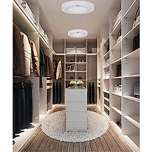 LIT-PaTH LED Motion Sensor Flush Mount Ceiling Lighting Fixture, Closet Light with Motion Sensor, 10.5W, 800 Lumen, 6.2 Inch, Anti-Rust Galvanized Housing, White Finish 5000K 1-Pack