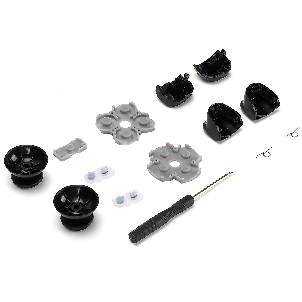 PS5 Controller Replacement Parts Kit for PS5 Handle Conductive Rubber Pad Rocker + 3D Plastic Cap + L12 Replacement Buttons Set Repair Kit
