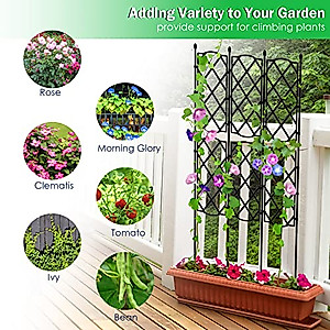 Garden Trellis for Climbing Plants Outdoor, 4FT Tall Plant Support Trellis Cage for Indoor Potted Plants, Plant Trellises Frame for Vines, Flowers, Vegetable, Rustproof Lattice Grid Panels for Rose