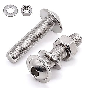 Glvaner (30 Sets) M5-0.8 x 20mm Flanged Washer Button Head Socket Cap Screws & Hex Nuts & Flat Washers, 18/8 Stainless Steel 304, Fully Threaded, Machine Coarse Thread, No Coating, Plain Finish