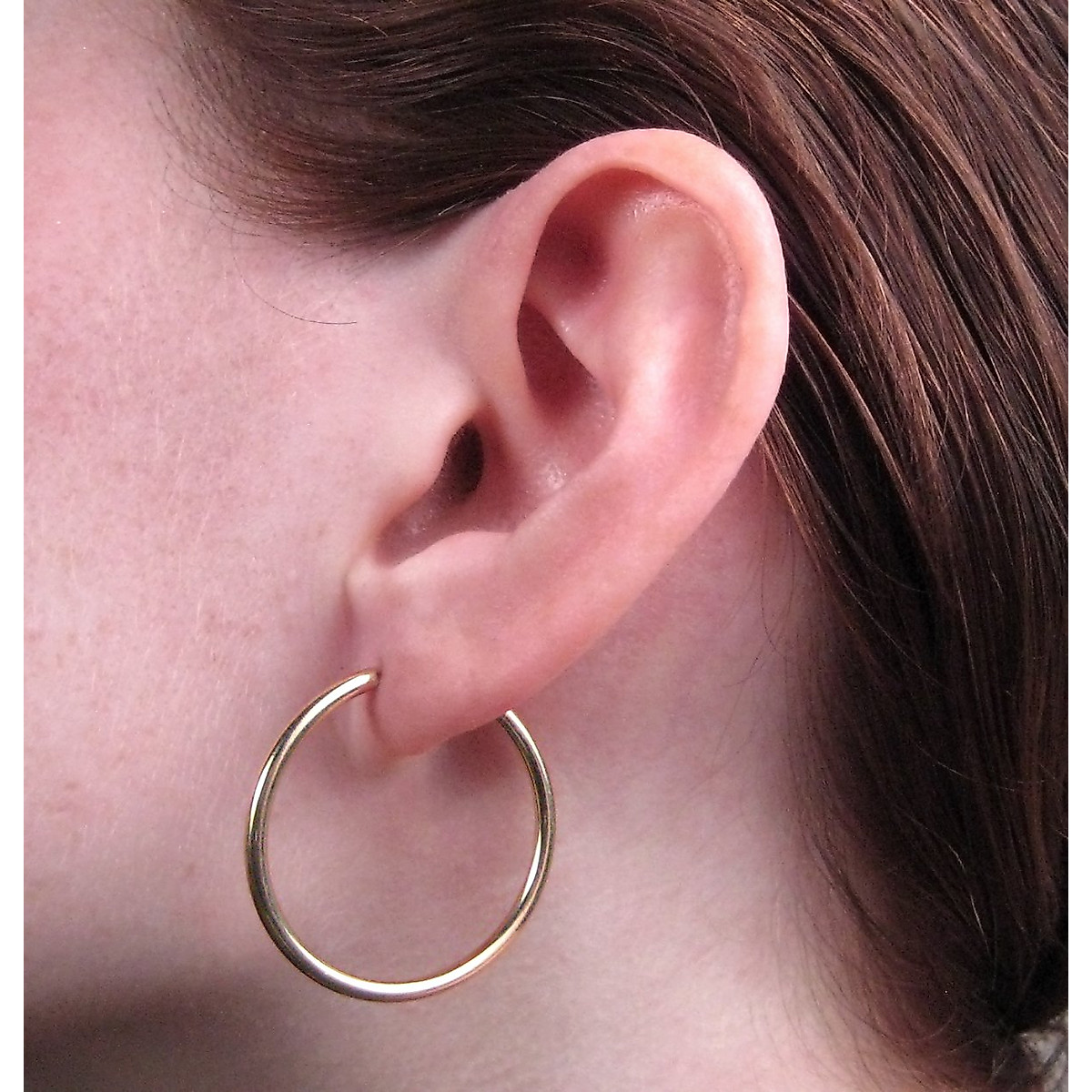 Medium 14K Yellow Gold Continuous Endless Hoop Earrings (2mm Tube) (30mm)