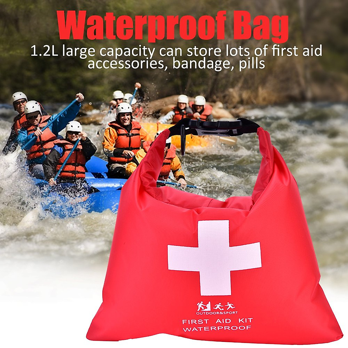 First Aid Kit Dry Bag, Travel Empty First Aid Kit Pouch Storage Bag for Emergency, Portable Waterproof First Aid Kit Dry Pack Pouch for Outdoor Camping Drifting Hiking