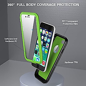 ImpactStrong iPhone 7/8 Case, Ultra Protective Case with Built-in Clear Screen Protector Full Body Cover for iPhone 7 2016 /iPhone 8 2017 (Lime Green)