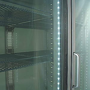 PEAKCOLD Double Glass Door Commercial Refrigerator - Stainless Steel; 47 Cubic Ft, 54" W