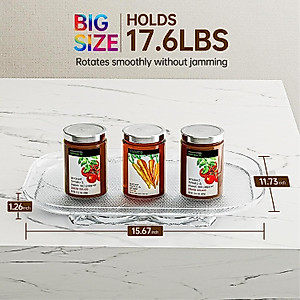 Lazy Susan Turntable Organizer for Refrigerator, Clear Rectangular Fridge Organizer Storage, Lazy Susan for Cabinet, Table, Pantry, Kitchen, Countertop(Size:15.67 x 11.73 x 1.26 inches)
