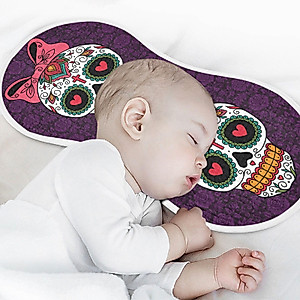 YYZZH Mexican Sugar Skull Purple Floral Muslin Burp Cloths for Baby 1 Pack Soft 100% Cotton Baby Washcloths Bibs for Boy Girl