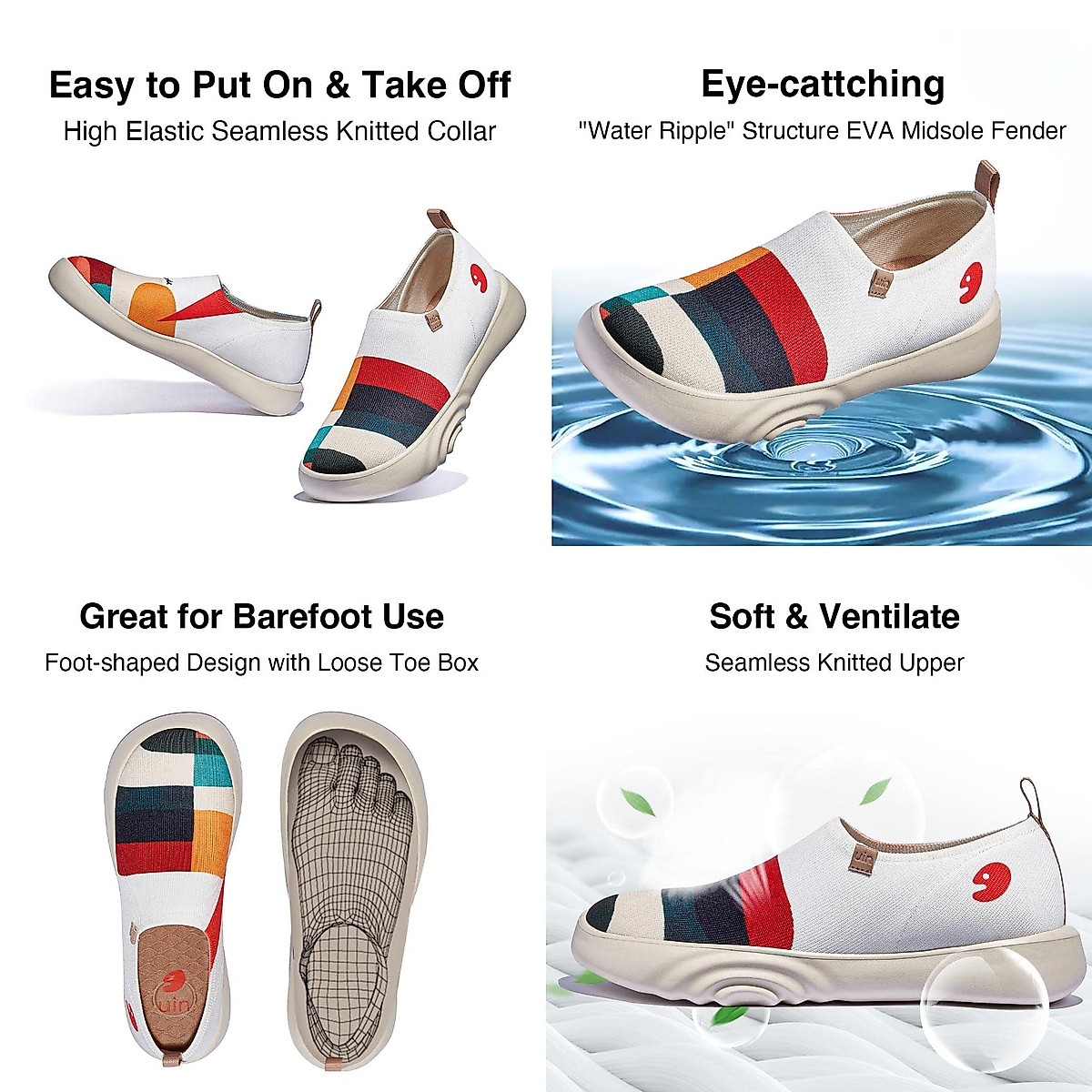 UIN Women's Art Travel Walking Shoes Slip On Casual Lightweight Fashion Sneaker Toledo ⅩⅤ Hold That Color 3 (9.5)