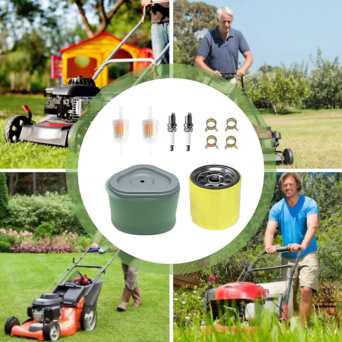 M92359 12 083 05-S 12 883 05-S1 1208314 Air Filter Compatible with Pro CV11-16 GY20574 M92359 AM121608 LT155 STX30 LX173 LX255 Lawn Mower Tune Up Kit