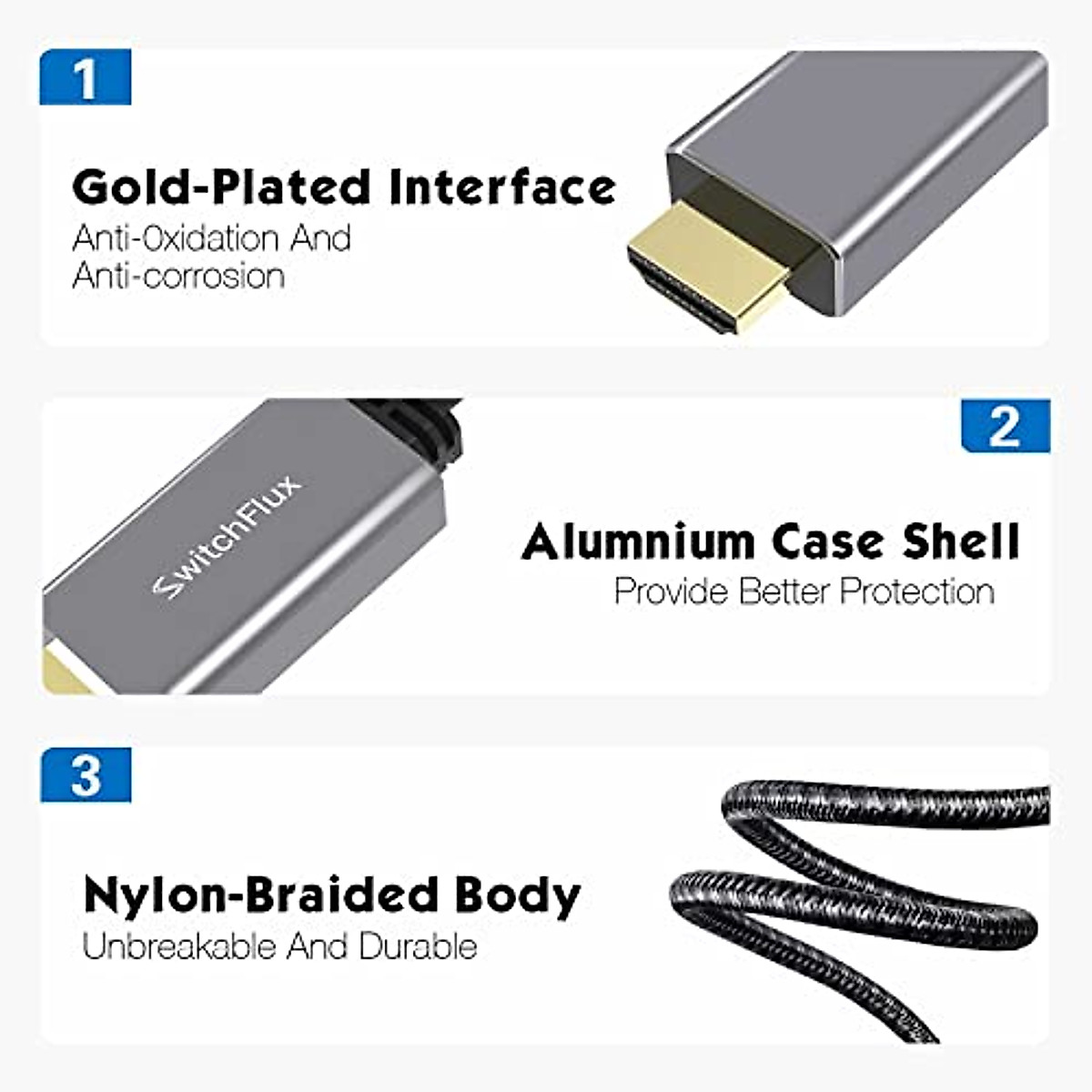 SWITCHFLUX HDMI to VGA Active 6.6Feet Cable Gold-Plated Video Converter Cord, HDMI Male to VGA Male Unidirection Adapter Compatible for Computer Laptop PC Projector Xbox