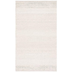 SAFAVIEH Natura Collection Accent Rug - 4' x 6', Ivory, Handmade Moroccan Boho Wool, Ideal for High Traffic Areas in Entryway, Living Room, Bedroom (NAT218A)