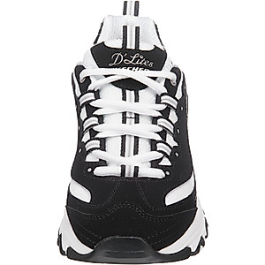 Skechers Sport Women's D'Lites Memory Foam Lace-up Sneaker,Biggest Fan Black/White,6 M US