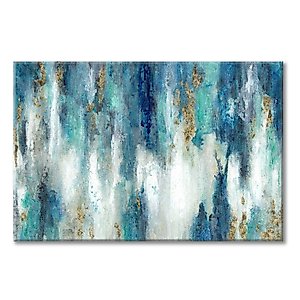 Blue And Gold Wall Decor Set Abstract Canvas Wall Art Decor Colorful Oil Painting Artwork Picture For Bedroom Living Room Bathroom Decorations Aesthetic(36'' x 24'' x 1 Panel)