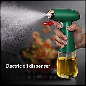ZHIVIQ Electric Oil Sprayer for Cooking 200ML Olive Oil Mister 0.4mm Fine Mist Automatic Oil Spritzer Dispenser Bottles for Air Fryer Salad Kitchen Baking Frying BBQ Roasting (Premium set, Green)
