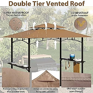 8 x 5 FT Grill Gazebo Grill Canopy Double Tiered BBQ Gazebo Outdoor BBQ Canopy, Canopies for Outside Canopies, Gazebos & Pergolas