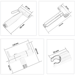 Handheld Bidet Sprayer Kit Brushed Gold Cold Water Tap Bidet Tap Sprayer Wall Mounted Double Handle Double Function Toilet Bidet Douche Spray, B