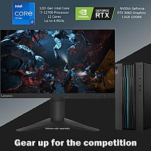 Lenovo IdeaCentre 5 Gaming Desktop, Intel Core i7-12700 Processor, Geforce RTX 3060, 16GB RAM, 512GB PCIe SSD + 1TB 3.5" HDD, Wi-Fi 6, HDMI, DisplayPort, Windows 11 Home, Black