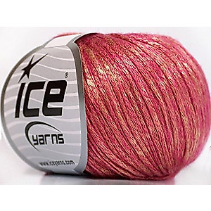 Rock Star, Gold, Pink, Metallic Shine, Soft Nylon Merino Wool Acrylic Blend Yarn, 50 Gram