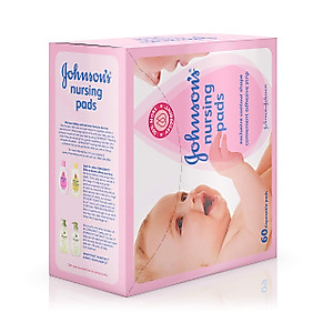 Johnson's Disposable Nursing Pads with Natural Cotton, Super Absorbent, Comfortable, and Breathable, Natural Contour Shape, 60 ct ( Pack of 2)