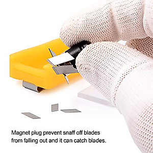 NEWISHTOOL 3 Pcs Retractable Paper Cutting Knife + 30 Pcs Snap Off 9mm Replacement Blades + 1 Pc Blade Breaker Disposal Container Box Tool