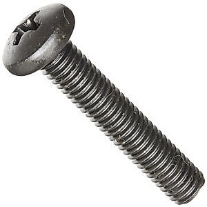 Small Parts FSCF101PPSB Steel Pan Head Machine Screw, Black Oxide Finish, Meets ASME B18.6.3, #2 Phillips Drive, #10-32 Thread Size, 1" Length, Fully Threaded, Import (Pack of 100)