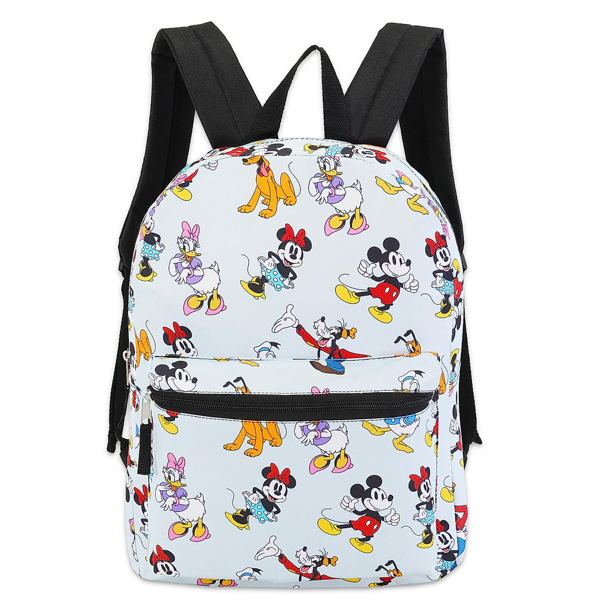 Disney Mickey Mouse Backpack with Lunch Box Bundle ~ Deluxe 16" All-Over Print Mickey School Bag with Insulated Lunch Bag, Pens, and Stickers (Mickey Mouse School Supplies)