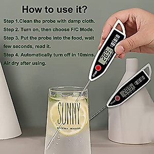 KISTARCH 2 Pack Meat Thermometer,Digital Instant Read Meat Thermometer,Kitchen Cooking Thermometer for BBQ Grill, Milk Yogurt ,Bath Water, Oil Deep Frying, Coffee,Kitchen Baking,Candy