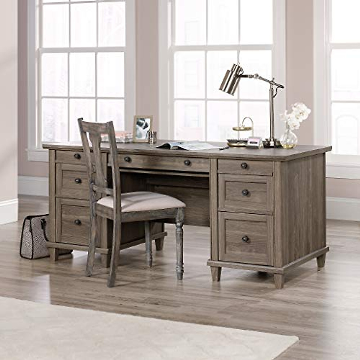 Sauder Hammond Desk, L: 67.56" x W: 29.21" x H: 30.0", Emery Oak Finish