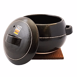 Donabe Rice Cooker-Banko Ware Cray Pot- For 2-3 Cups, Rice cooker and rice scoop pot stand with English Manual Value Set, Microwave and Oven Safe Earthenware Made in Japan.