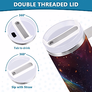 ALAZA Space Planets Nebula 40 oz Tumbler Stainless Steel Water Bottle Vacuum Insulated Cup with Straw Lid & Handle For Travel Car Cup Holder