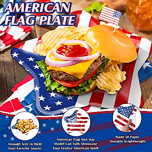 Sunnyray Patriotic Christmas Paper Plates 9 Inch Dessert Star Shape Plates Disposable American Flag 4th of July Tableware USA Star Serving Trays for Cookies Barbecue Picnic (Pentagram,100 Pcs)