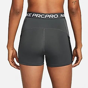 Nike Pro Women's High-Waisted 3" Training Shorts with Pockets (as1, Alpha, m, Regular, Regular, Dark Smoke Grey/Black/White)