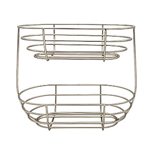 Spectrum Diversified Euro Arched Server Contemporary Stacked, 2-Tier Bowls for Modern Kitchen Counters, Sleek Fruit Basket Stand, Satin Nickel